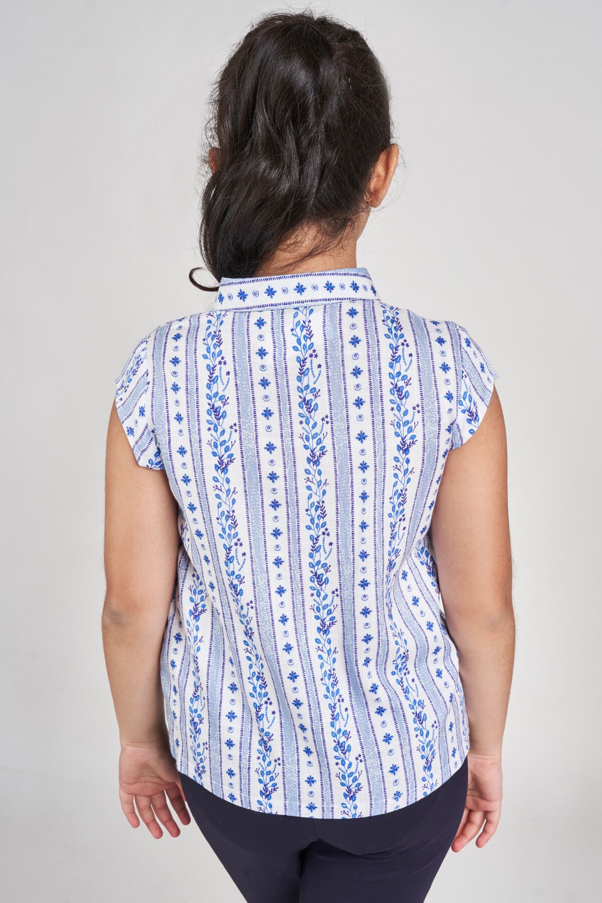 Buy Blue Floral Printed A-Line Top Online at Best Price at Global Desi ...