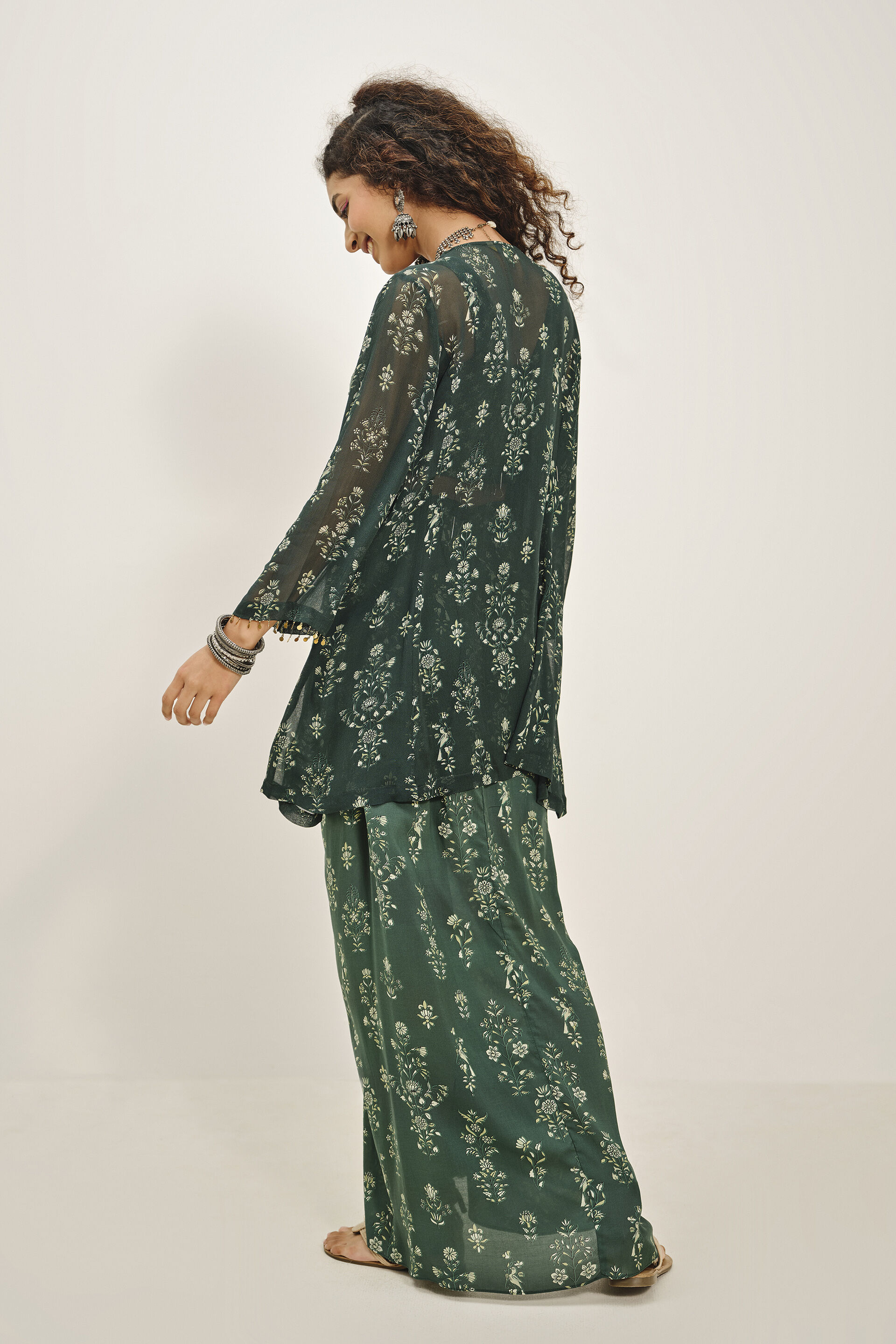 Buy Gala Green Skirt Set Online In India at Global Desi F25S303P_GREEN