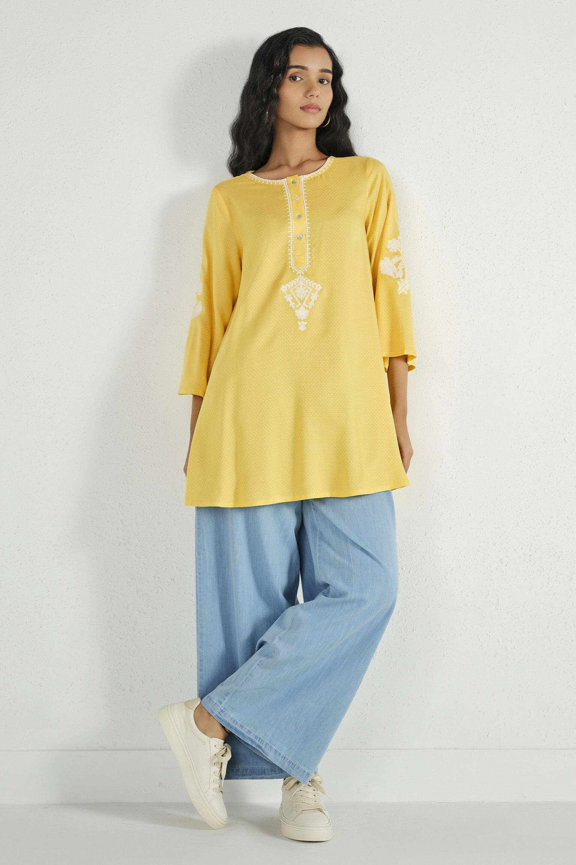 Buy Mohak Yellow Tunic Online for Women from AND India S26H372TU_MUSTARD