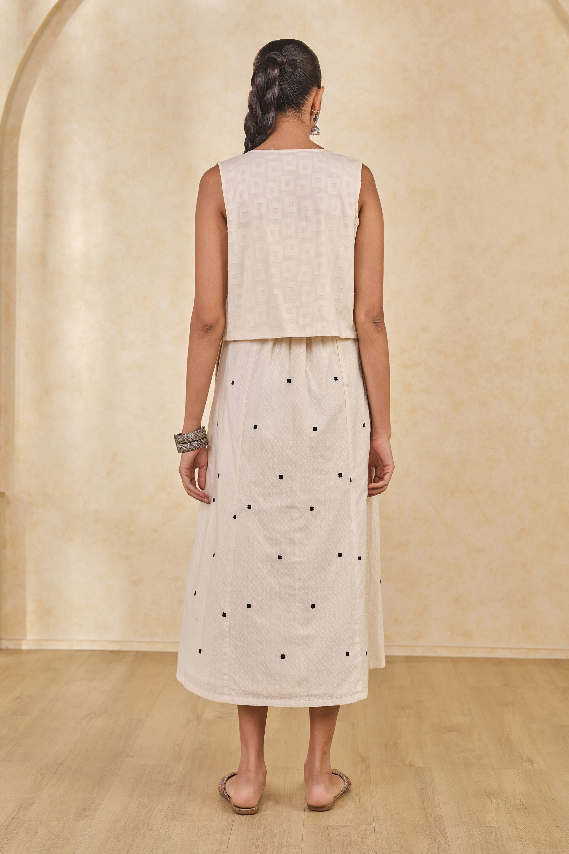 Buy Sair Dress Online In India at Global Desi S25R962P_OFF_WHITE