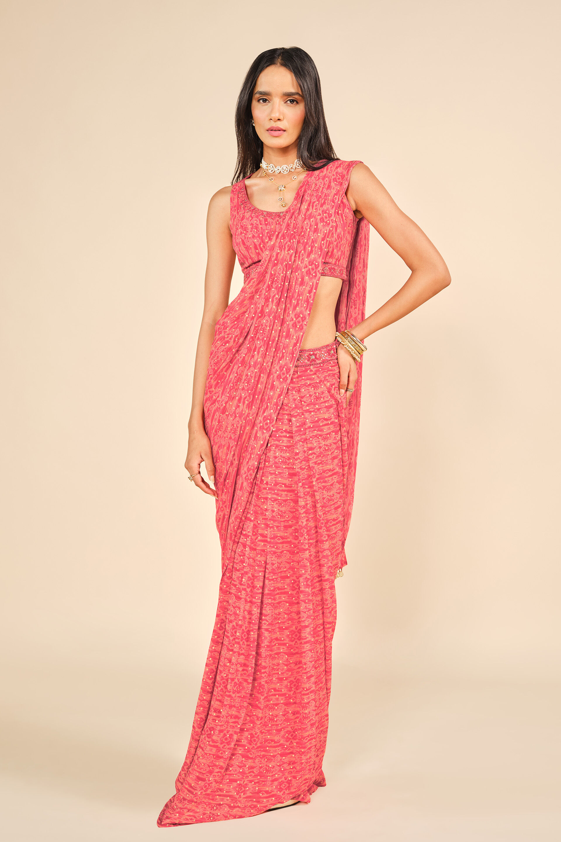 Buy Palash Phool Pre-draped Saree Online In India at Global Desi ...