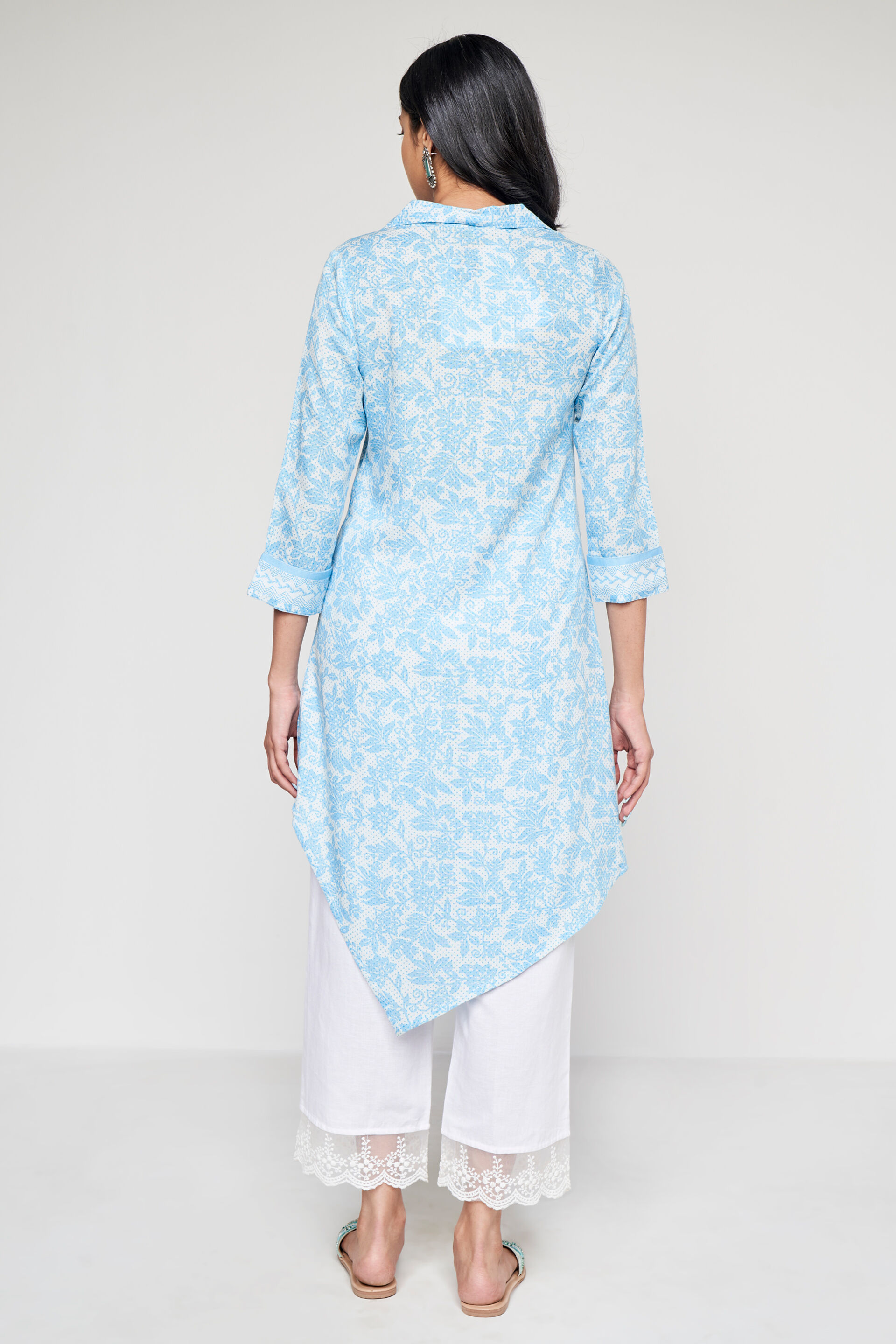 Buy Powder Blue Floral Asymmetric Tunic Online for Women from ...
