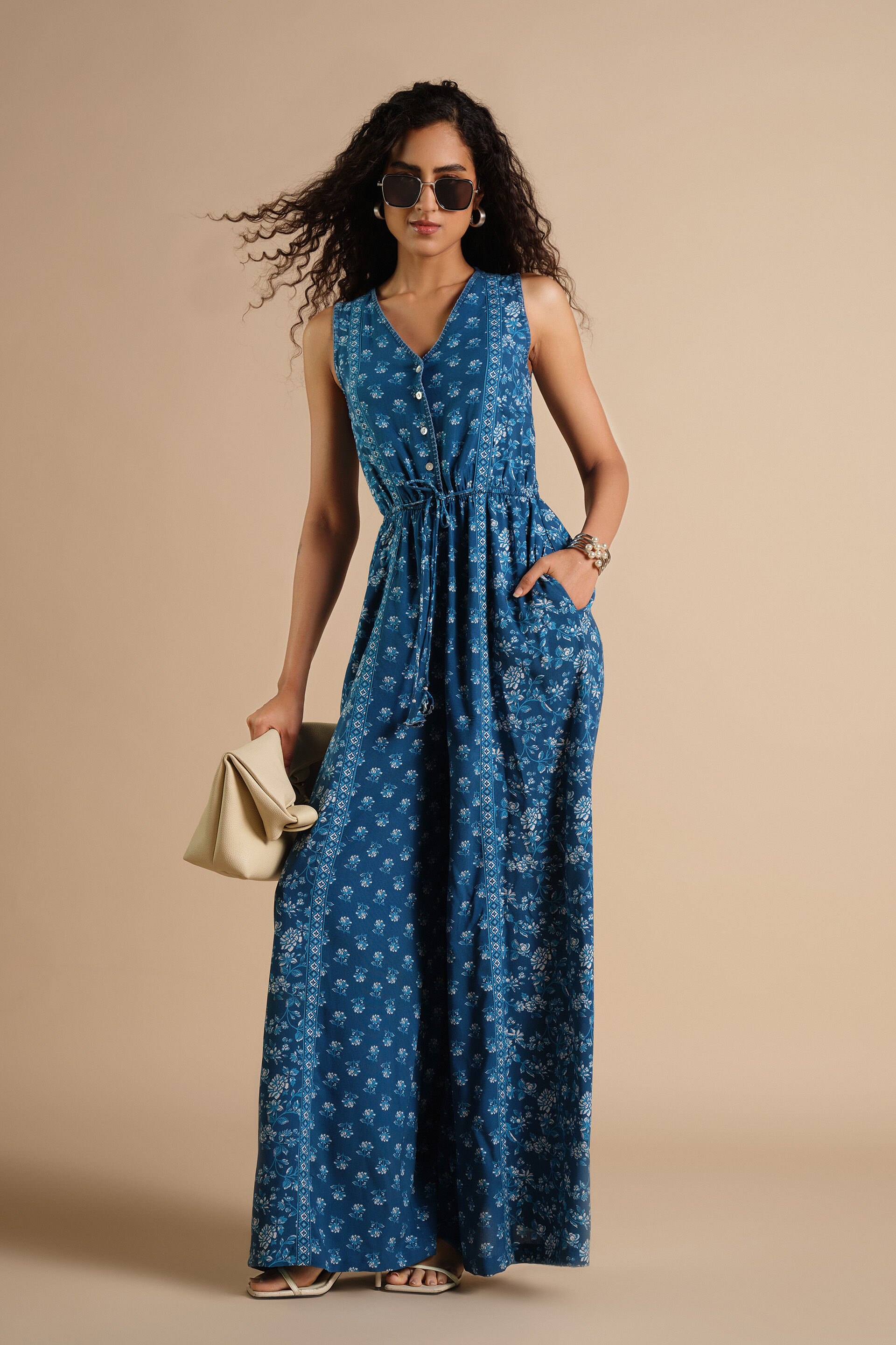 Buy Blue Bahar Jumpsuit Online In India at Global Desi 8905724872143