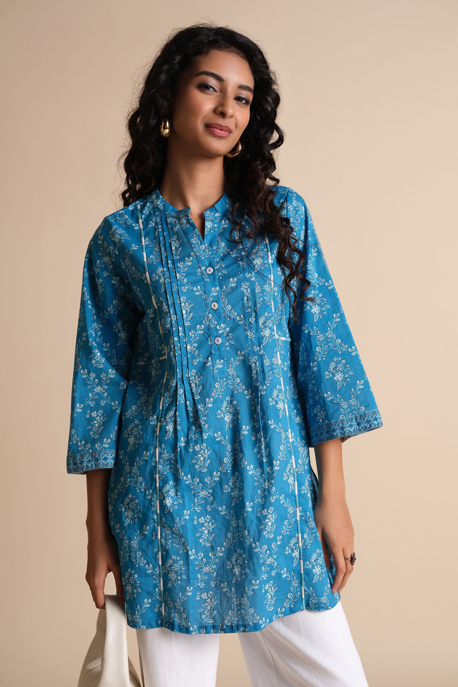 Buy Blue Bahar Tunic Online for Women from Globaldesi S25H24TU_L_BLUE
