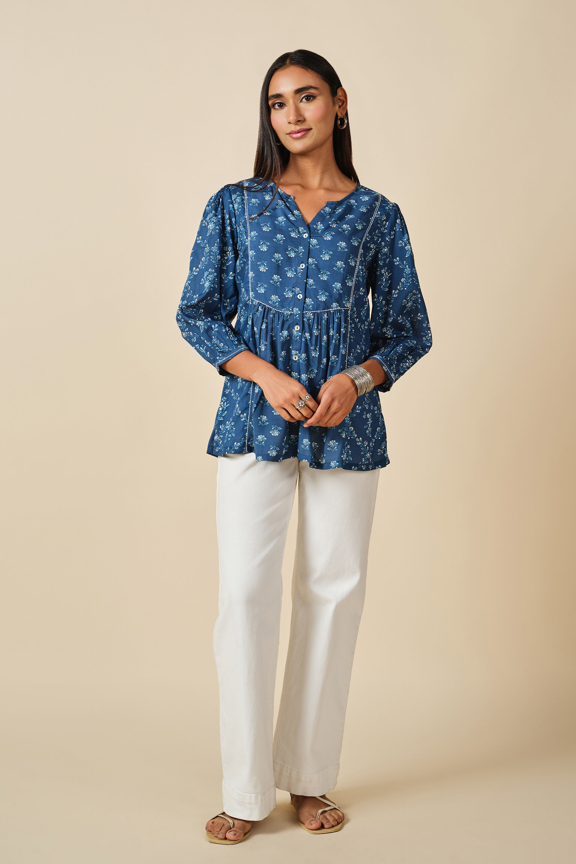 Buy Blue Bahar Top Online for Women from Globaldesi S25H22TP_BLUE