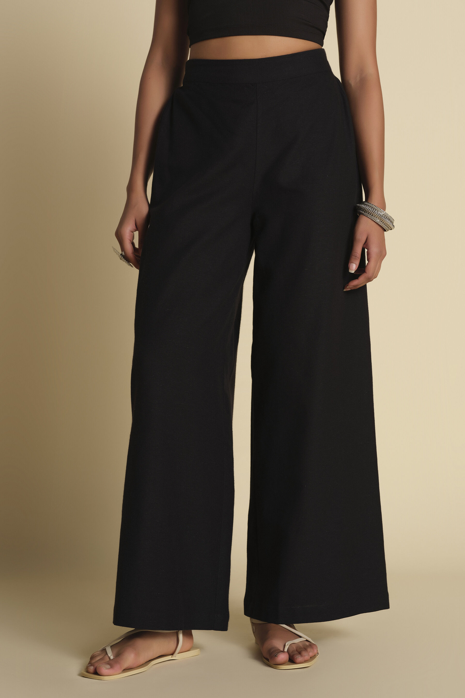 Buy Versatile Straight Fit Black Pants Online In India at Global Desi ...