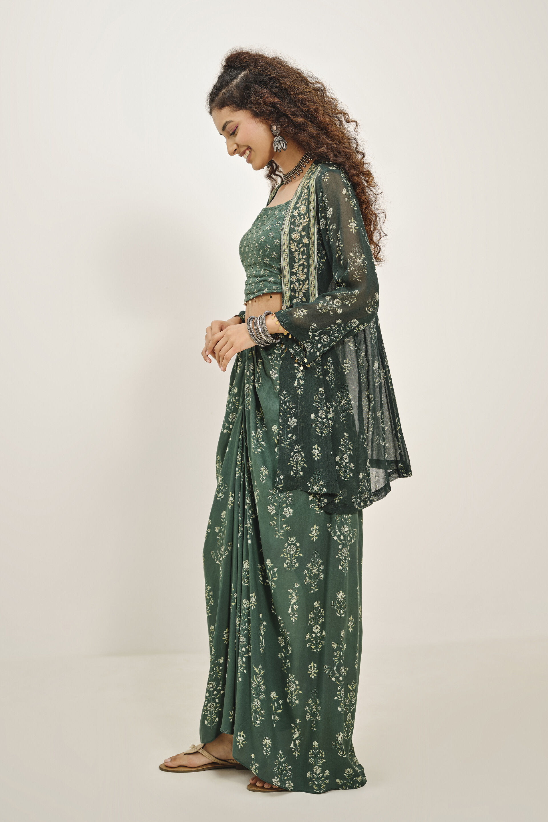 Buy Gala Green Skirt Set Online In India at Global Desi F25S303P_GREEN