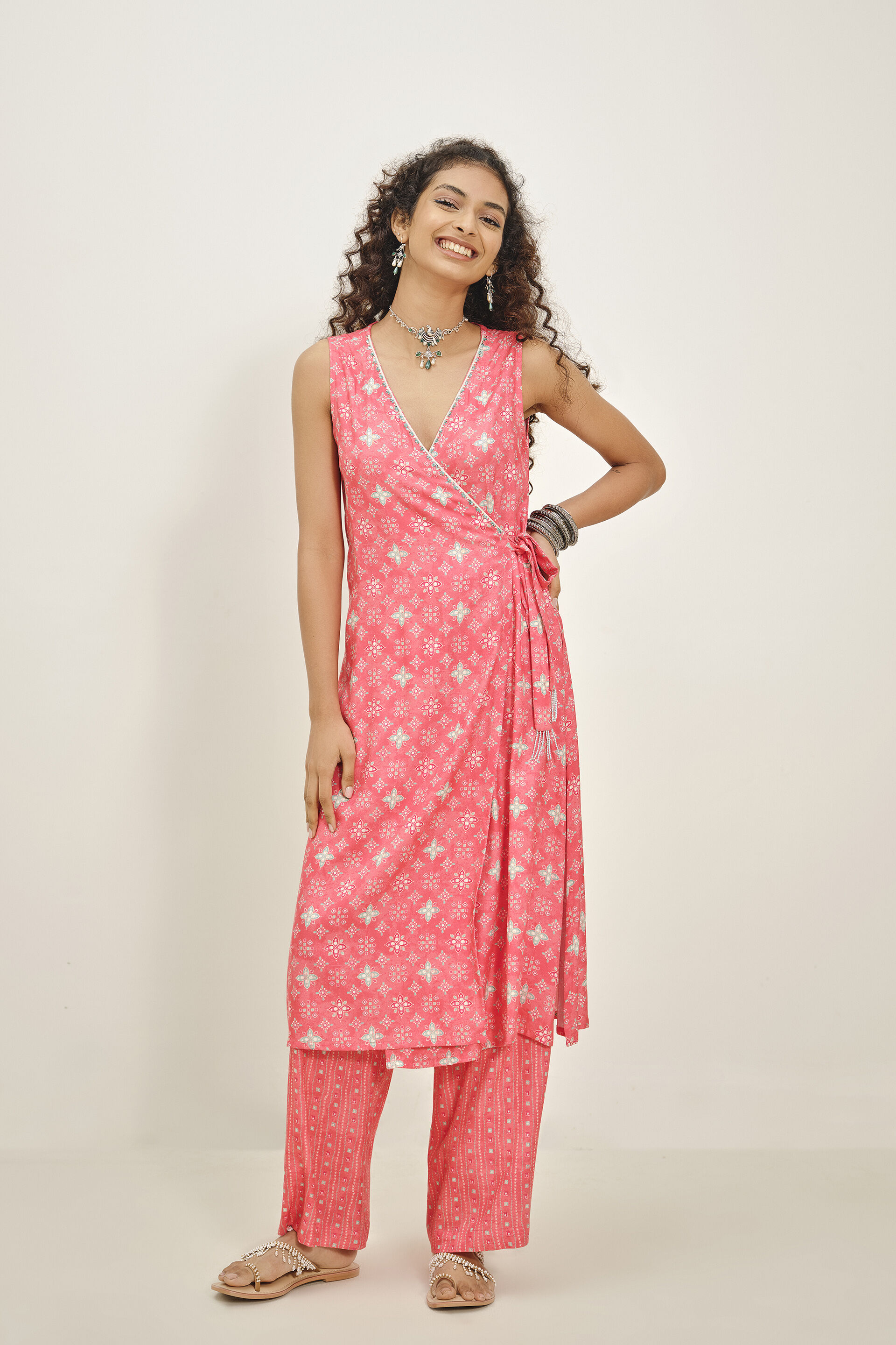 Buy Pink Pankhi Kurta Set Online In India at Global Desi F25H682P_PINK