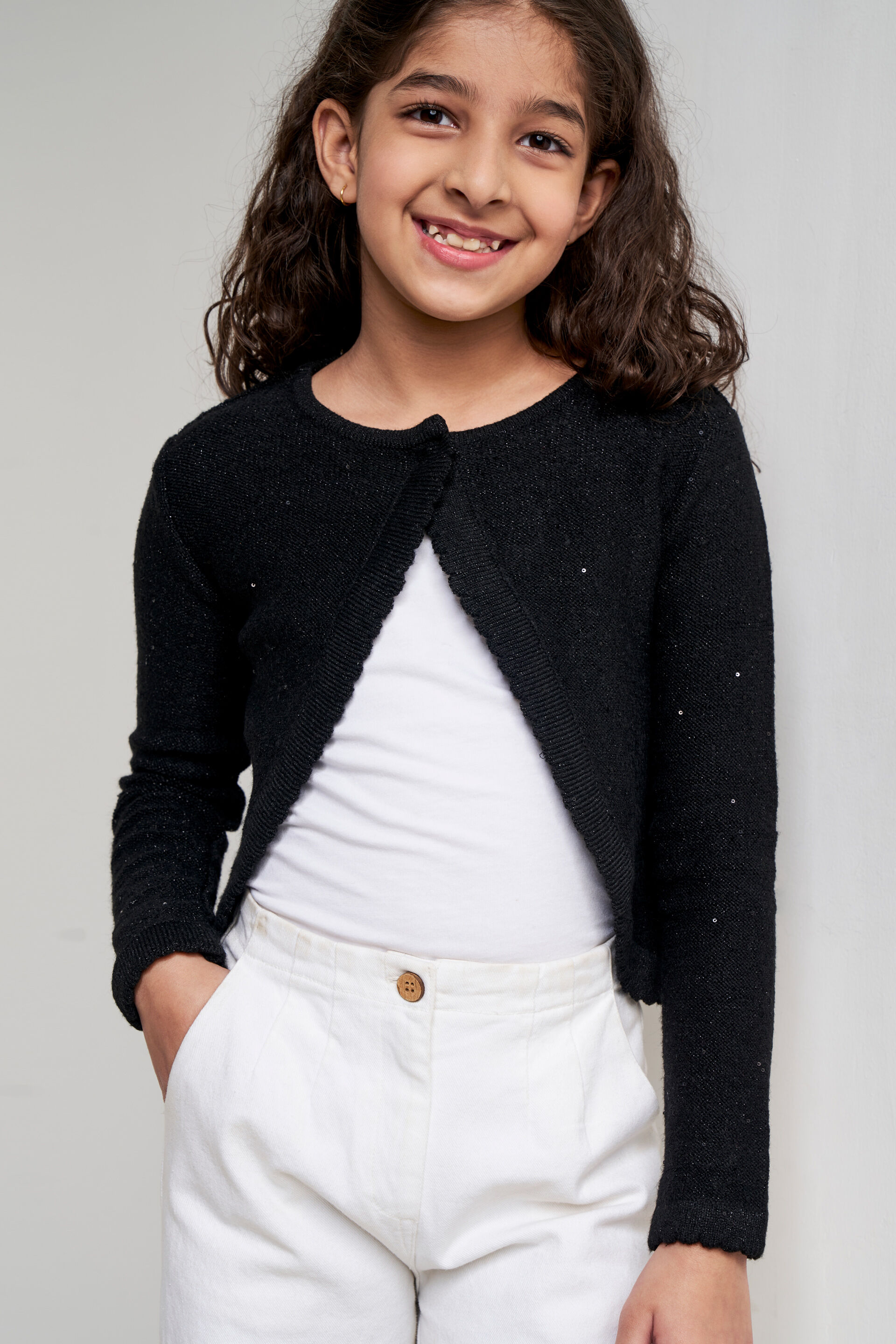 Buy Black Solid Curved Shrug Online In India at Global Desi ...