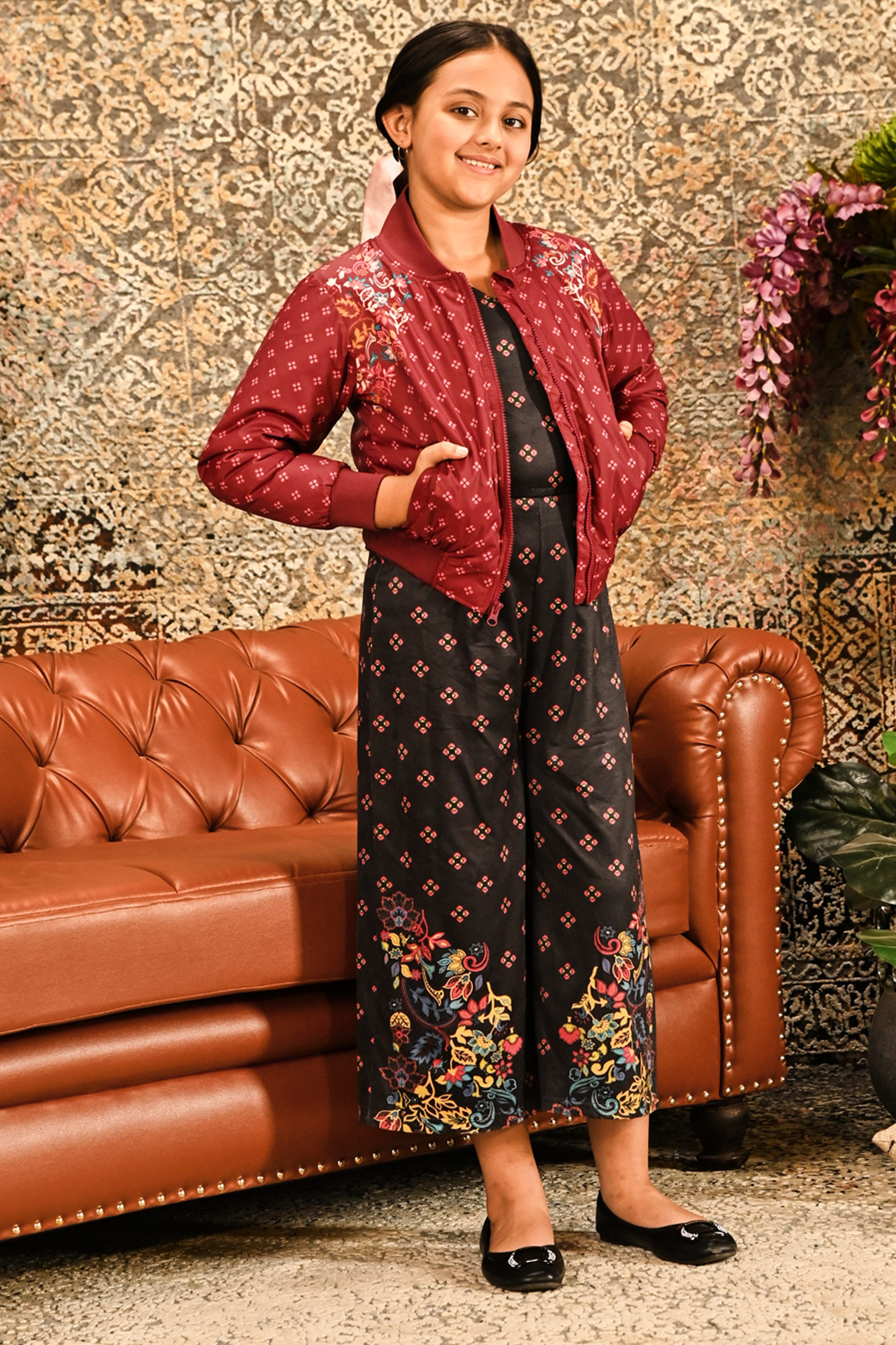 Buy Maroon Ethnic Motifs Straight Jacket Online In India at Global Desi ...