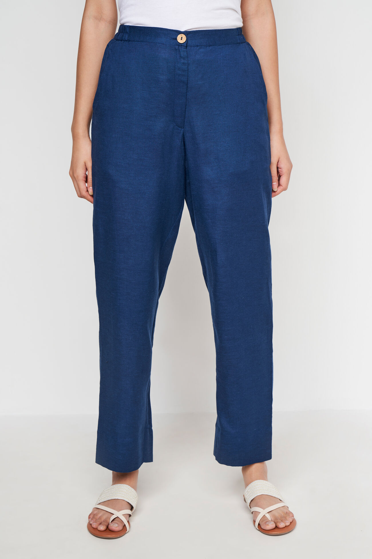 Buy Navy Solid Straight Bottom Online at Best Price at Global Desi ...