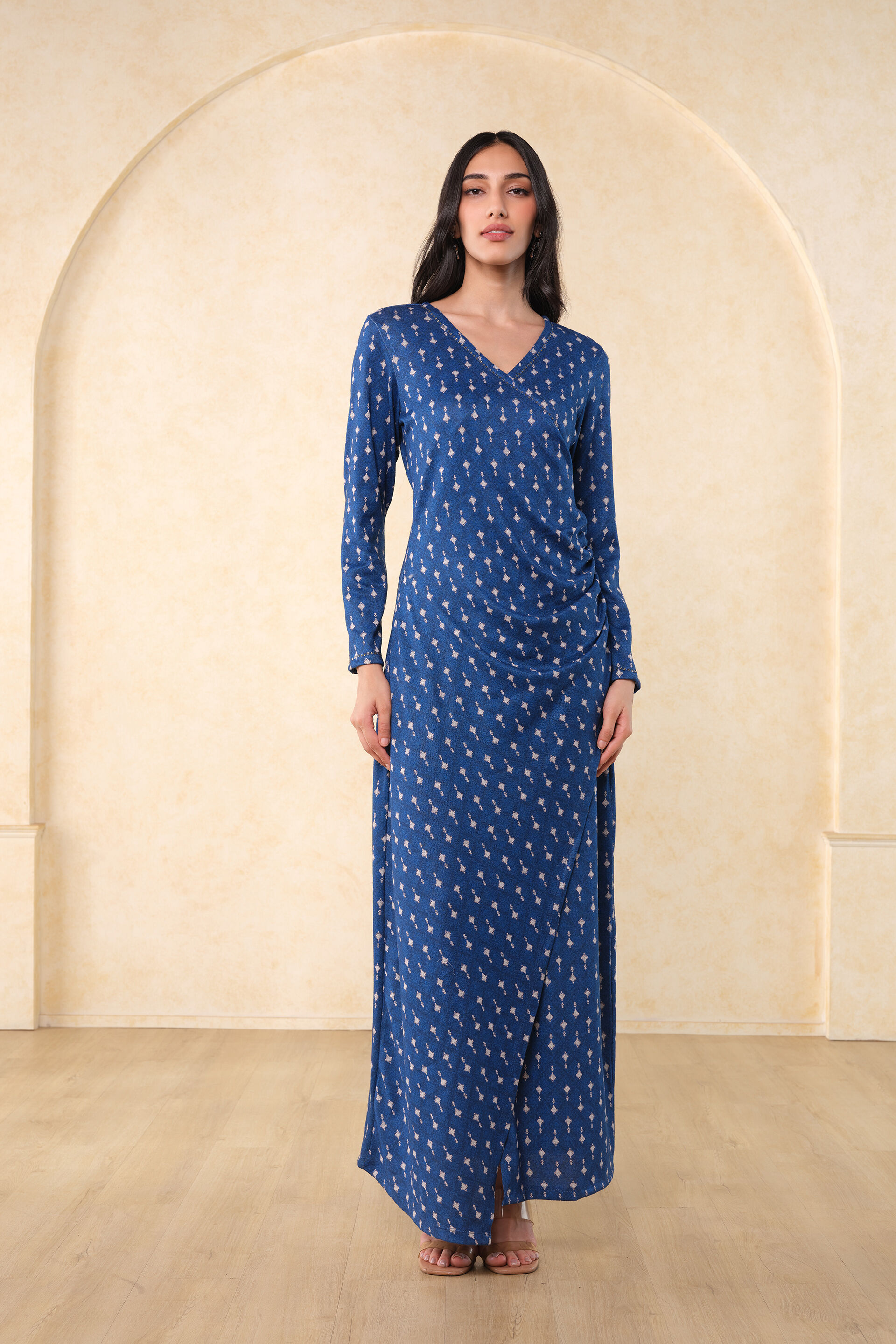 Buy Thumka Maxi Dress Online for Women from Globaldesi F24H162MX_BLUE