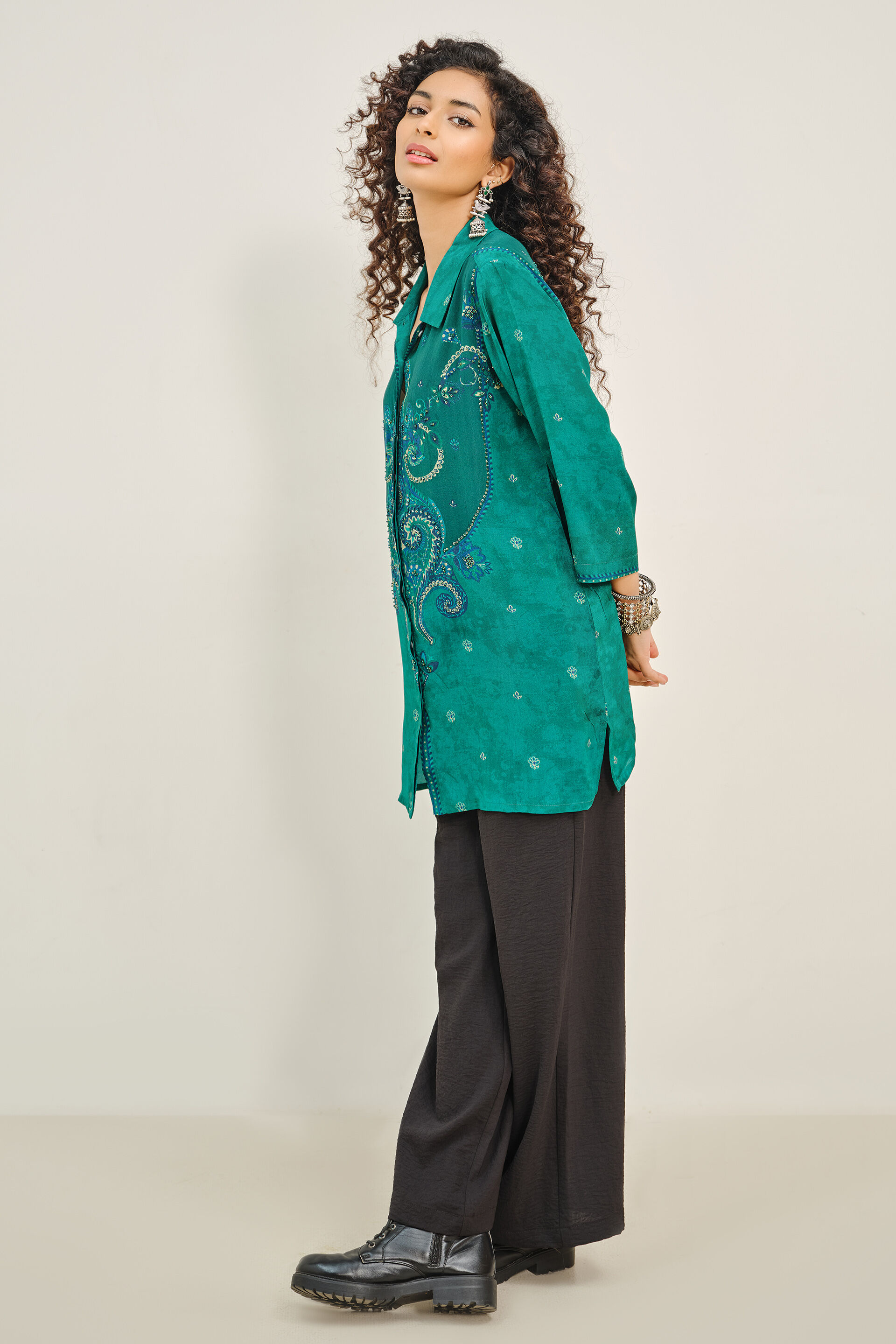 Buy Vani Emerald Green Tunic Online In India at Global Desi F25R31TU ...