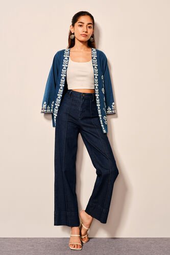 Indigo Blue Embroidered Cotton Jacket