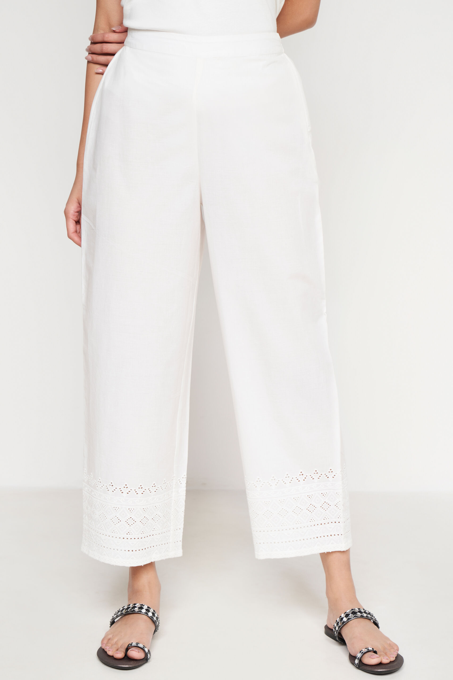 Buy White Solid Straight Bottom Online In India at Global Desi ...