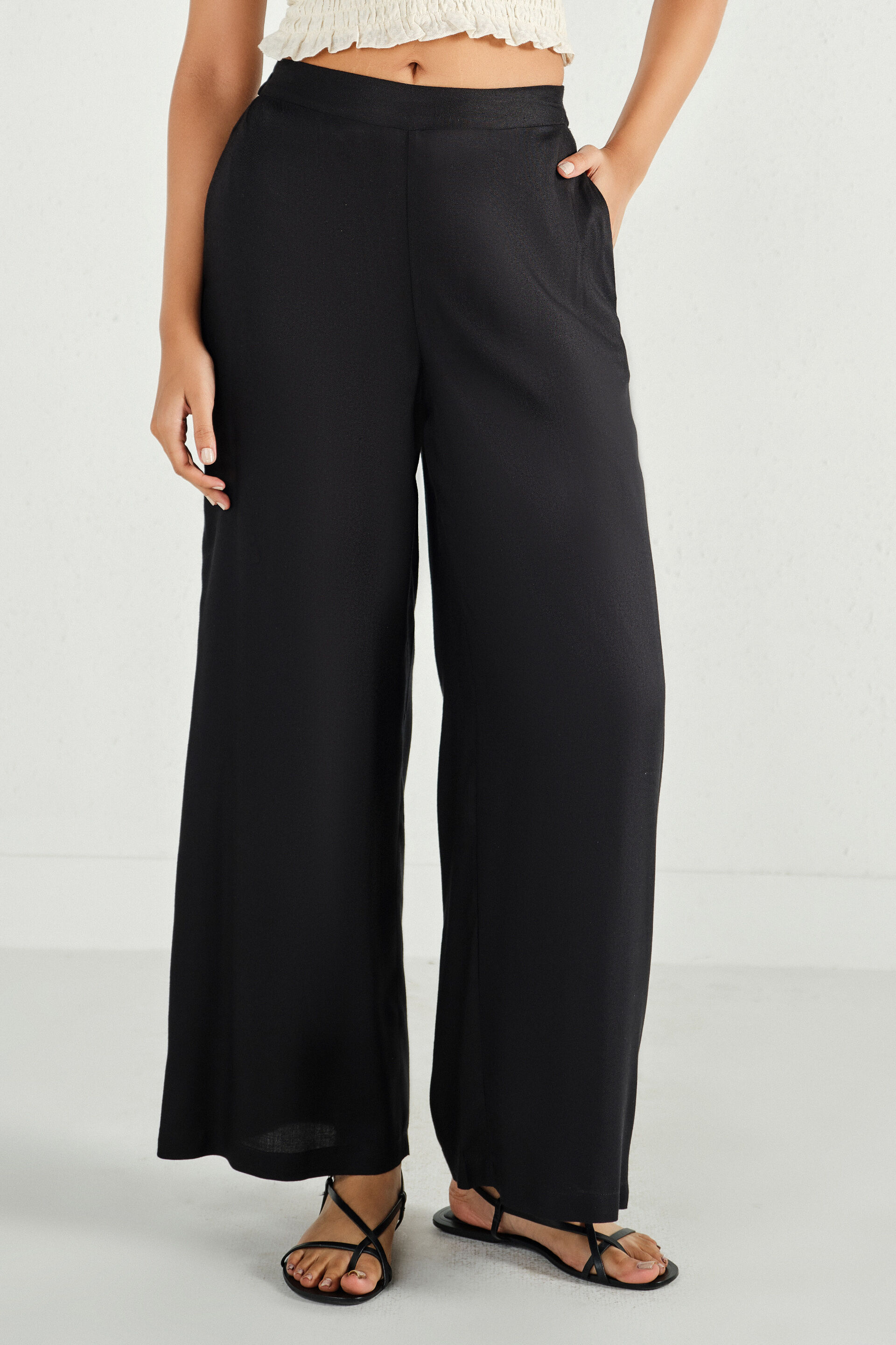 Buy Siyahi Black Palazzo Pants Online for Women from AND India ...
