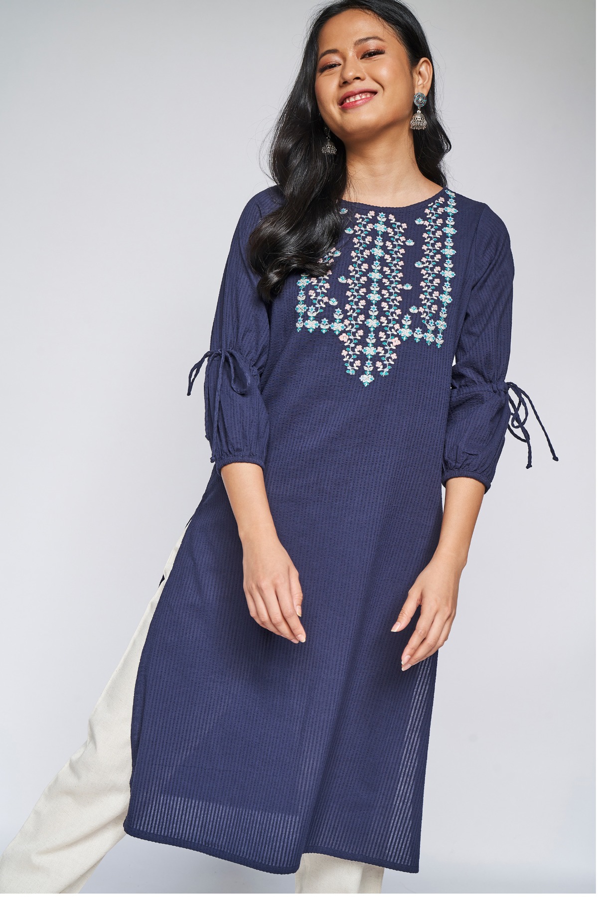 Buy Indigo Solid Straight Kurta Online for Women from AND India ...