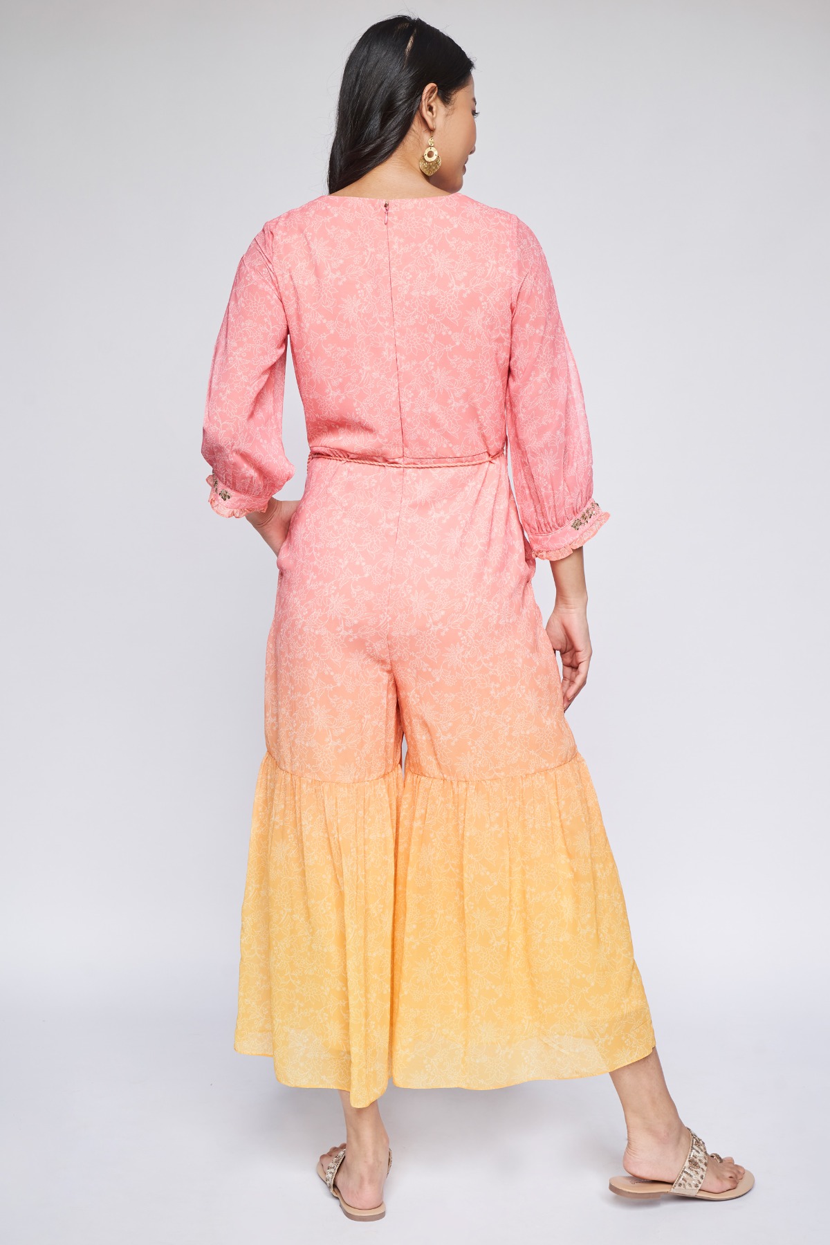 Buy Pink Floral Fit & Flare Jump Suit Online for Women from AND India ...